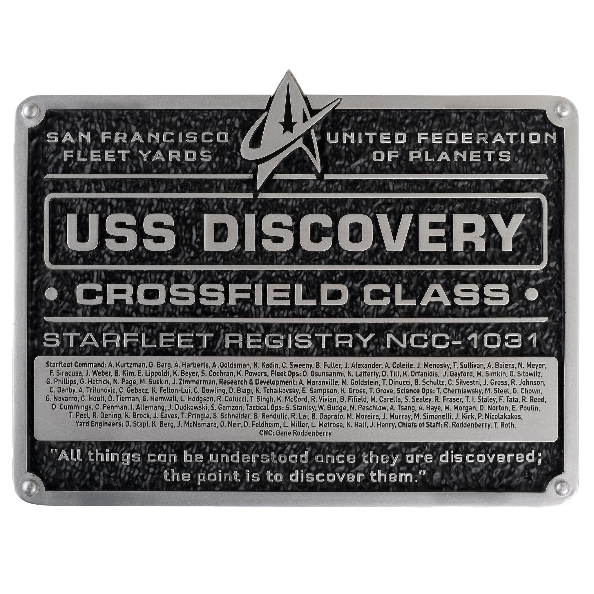 Star Trek Dedication Plaque U.S.S. Discovery (small)– Master Replicas