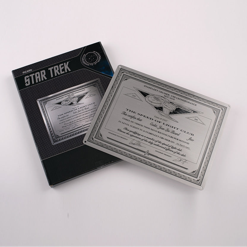 Speed of Light Certificate (metal plaque)– Master Replicas